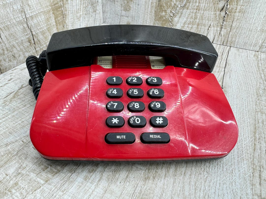 Red Rotary Phone Vintage Telephone Set Old Desk Telephone Disc Phone ...