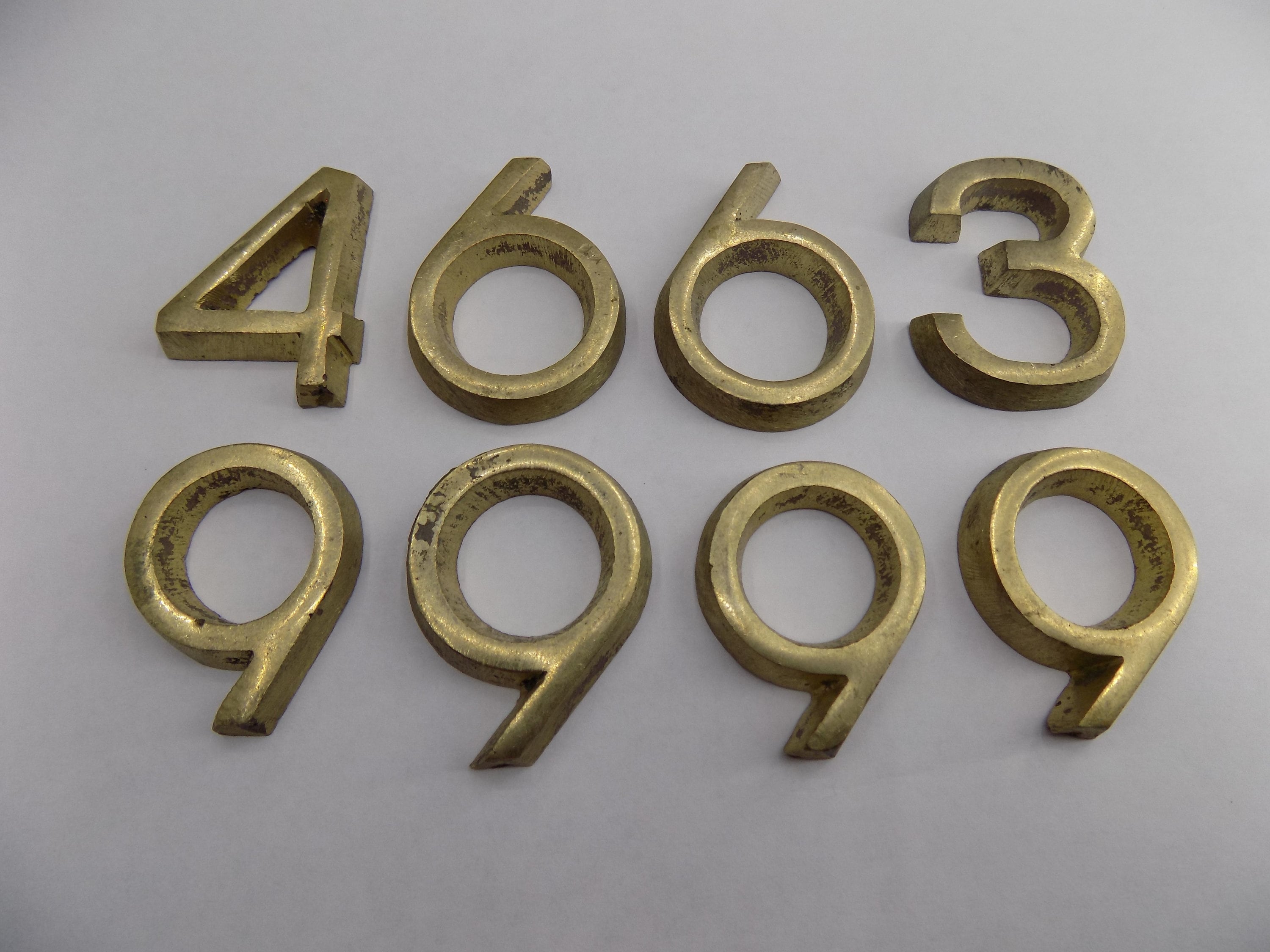 Bronze Numbers 4 6 3 9 Golden initial letter pendant Brass | Etsy