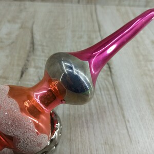 Vintage Tree Topper, Red Pink Silver Tree Decoration, Xmas Glass Tree ...