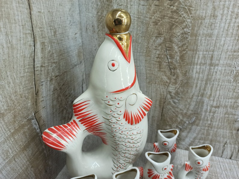 Porcelain Fish Set Drinking Vintage Bottle Polonne ZHK USSR - Etsy