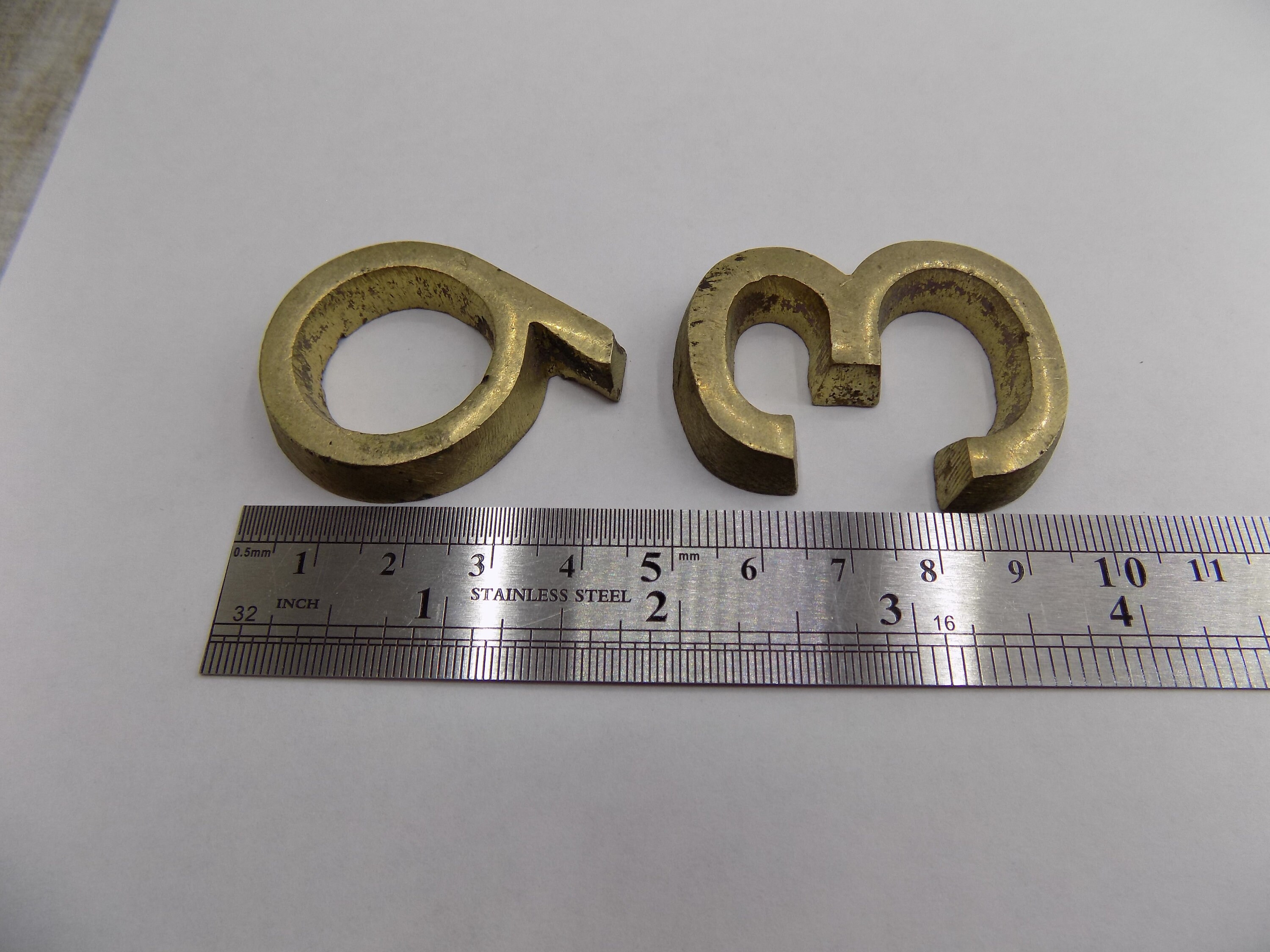 Bronze Numbers 4 6 3 9 Golden initial letter pendant Brass | Etsy