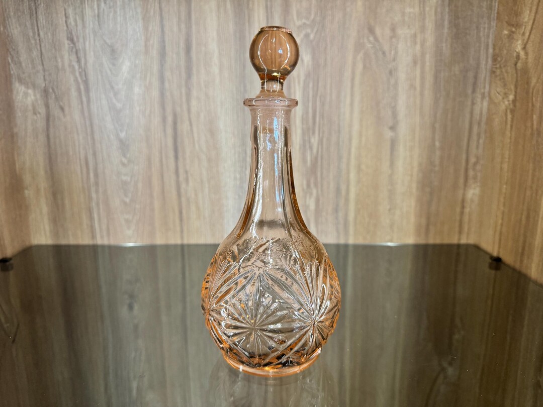 Vintage Glass Bottle Flask Decanter Mimosa Flower Medical Collectible ...