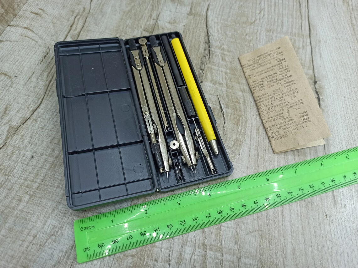 Vintage Architect Set Drawing Set Professional Drafting Tools | Etsy