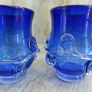 Blue Floral Cups Decorative Glass Cobalt Unique Design Antique Murano ...