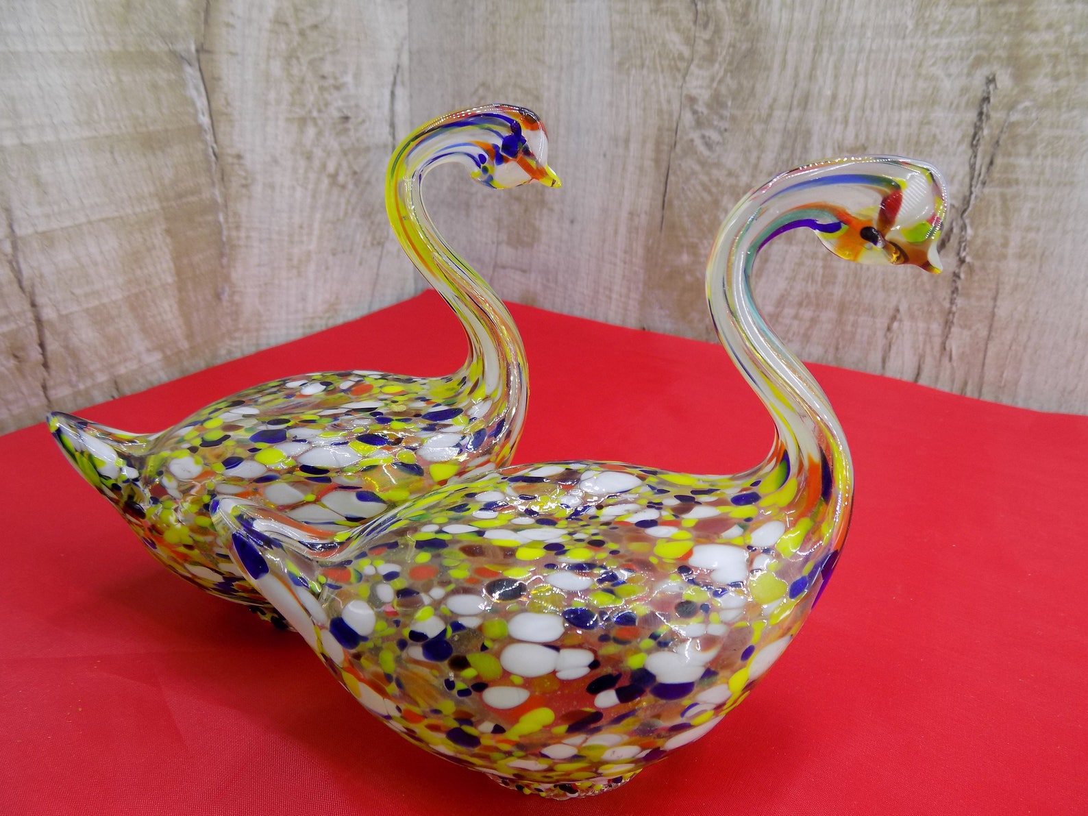 Glass Swans Unique Vintage Glass Big Swans Lviv Glass Factory | Etsy