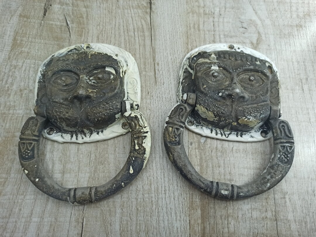2 Vintage Door Handles Large Metal White Door Handles With - Etsy