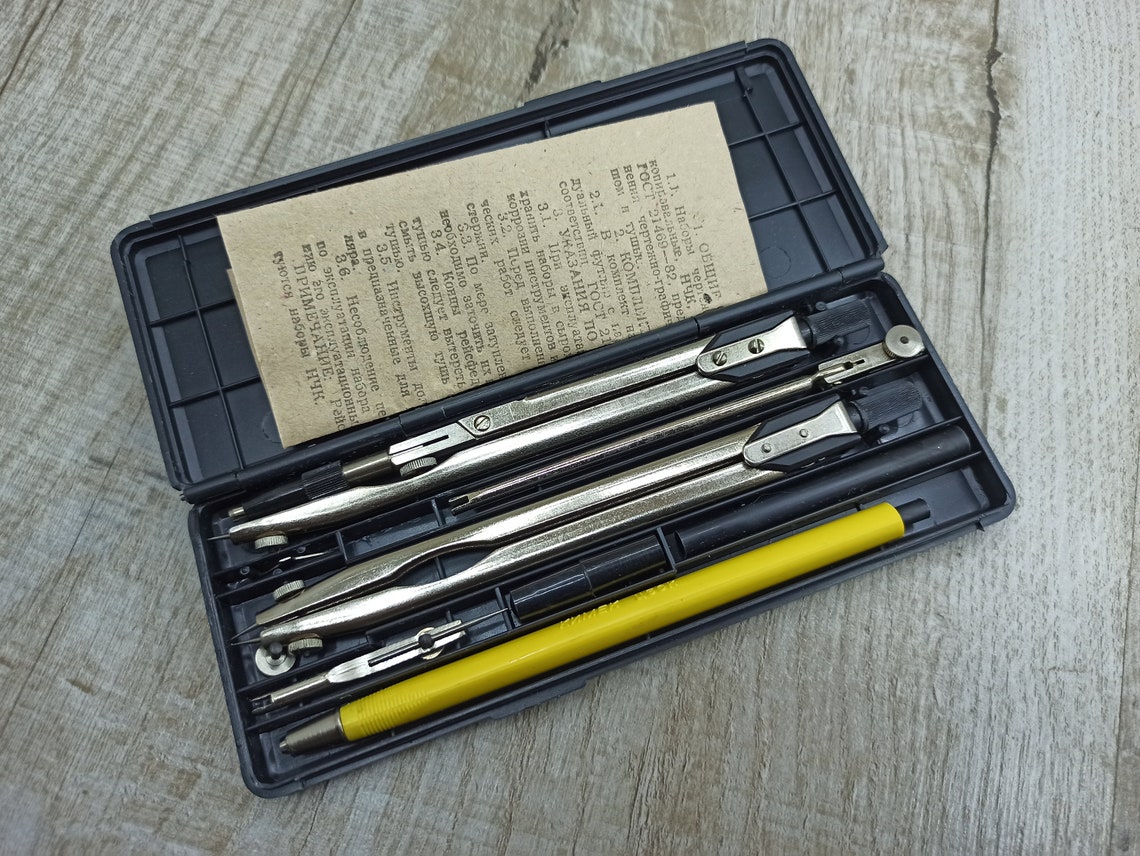 Vintage Architect Set Drawing Set Professional Drafting Tools | Etsy