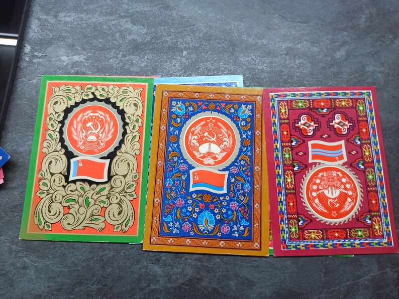 Coat of Arms Cards Round Symbols Communism Soviet Sickle - Etsy