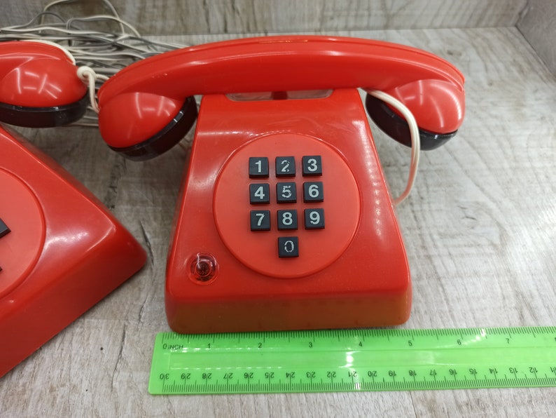 Red Rotary Phone Vintage Telephone Set Old Desk Telephone Disc - Etsy