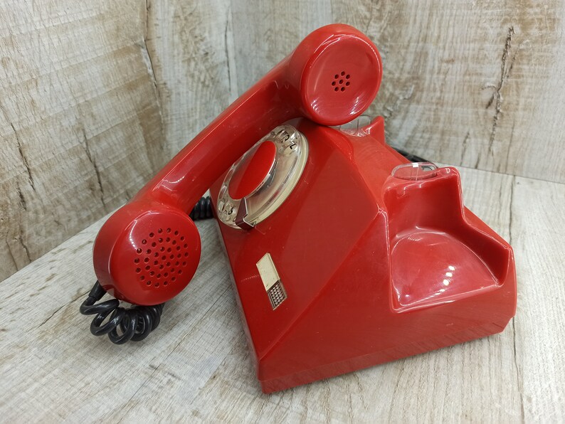 Red Rotary Phone Vintage telephone set Old desk Telephone Disc | Etsy