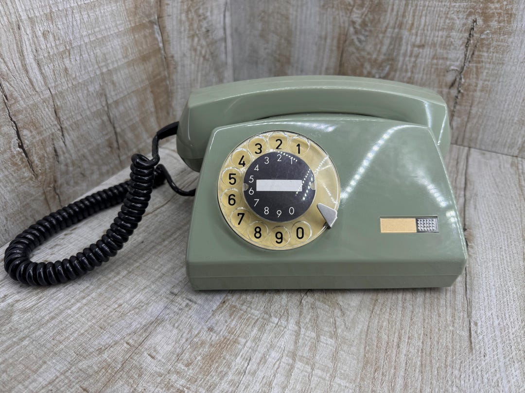 Green Rotary Phone Vintage Telephone Set Old Desk Telephone Disc Phone ...
