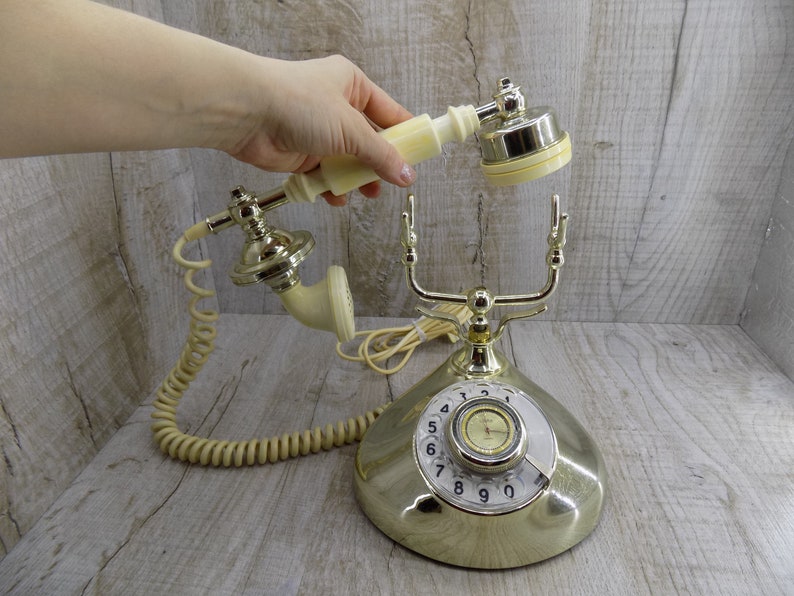 Antique telephone Vintage phone Disk phone clock Slava | Etsy