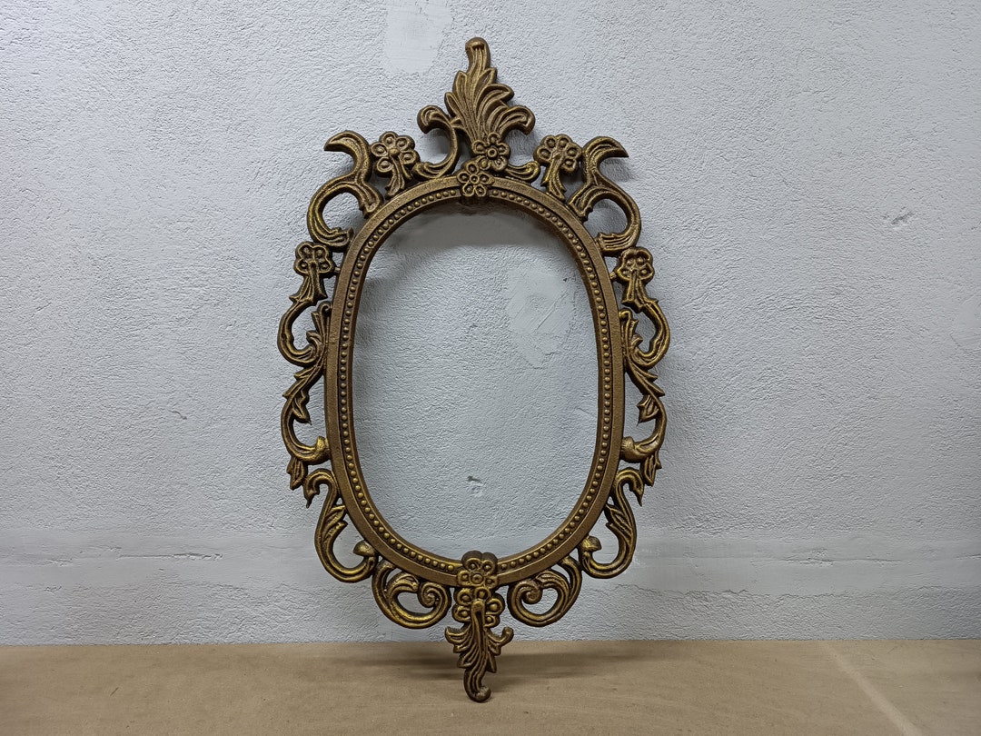 Victorian Ornate Bronze Photo Frame: Antique Floral Cast Metal Oval ...