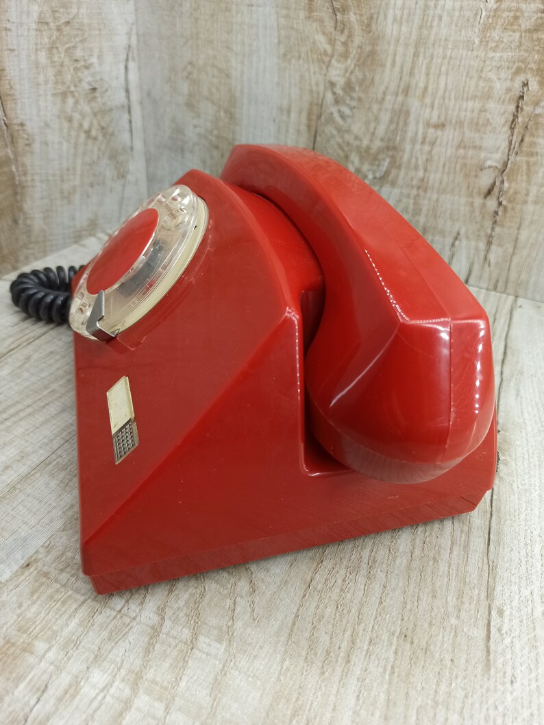 Red Rotary Phone Vintage telephone set Old desk Telephone Disc | Etsy