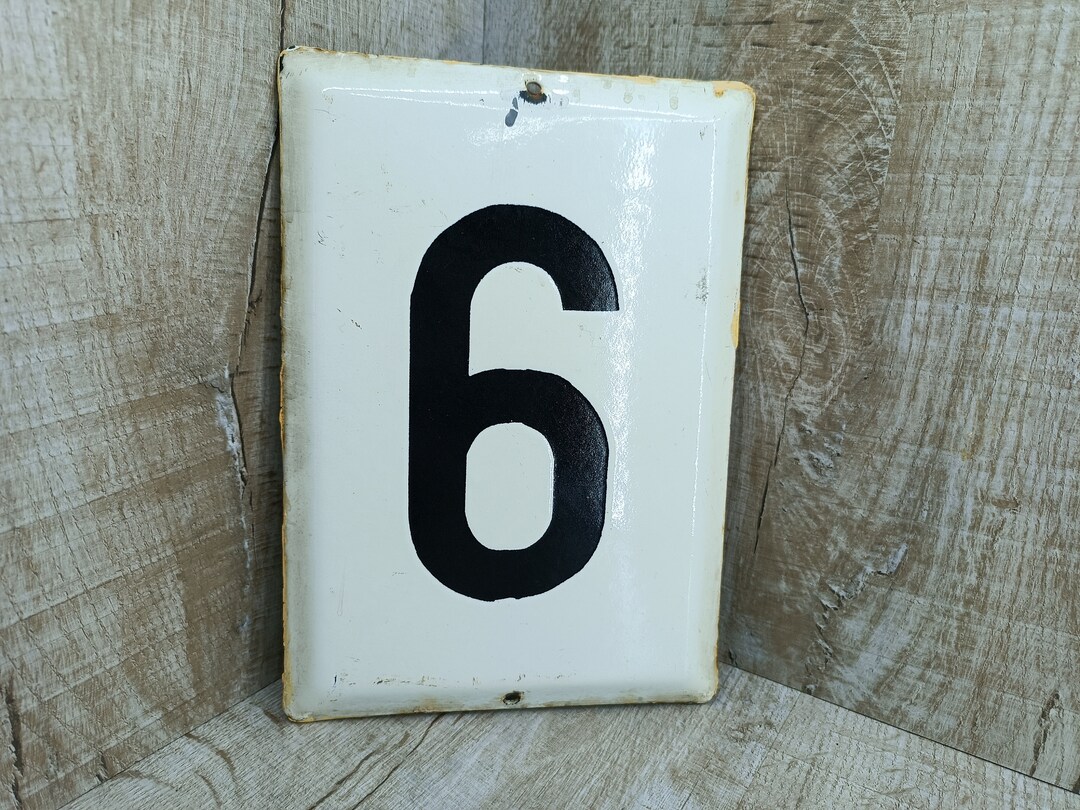 6 9 Enameled White 6 9 Number Antique Hotel Door Number Enamel Soviet ...