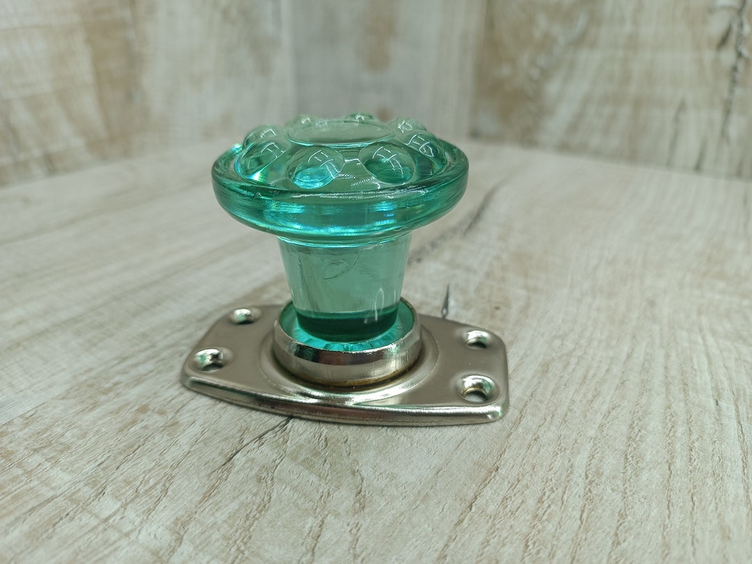 Green Vintage Clear Door Knob Old Glass Knobs Antique Handle Soviet Metal Loft Round Rustic ...
