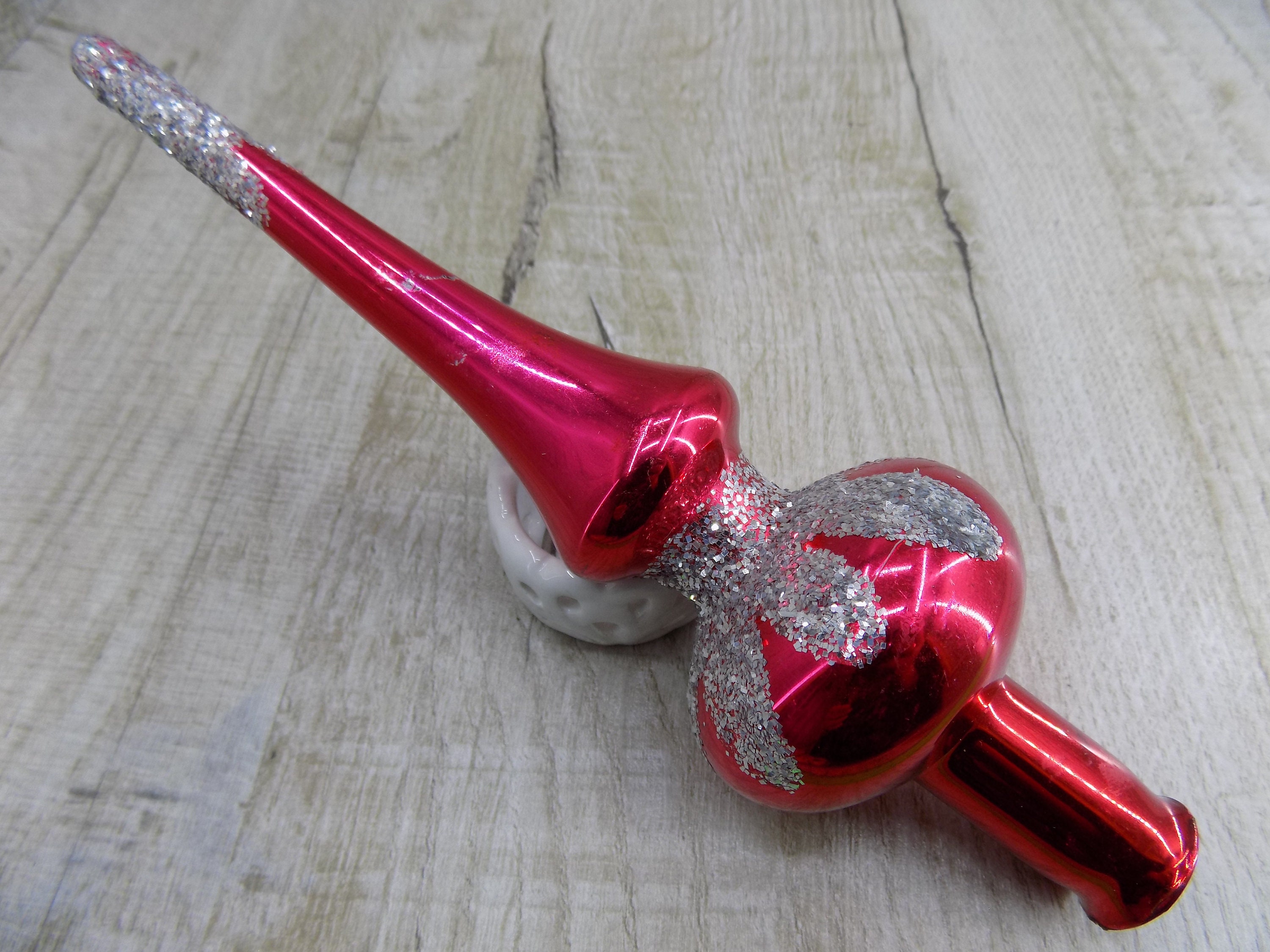 Vintage Tree Topper Pink Silver Tree Decoration Xmas Glass - Etsy