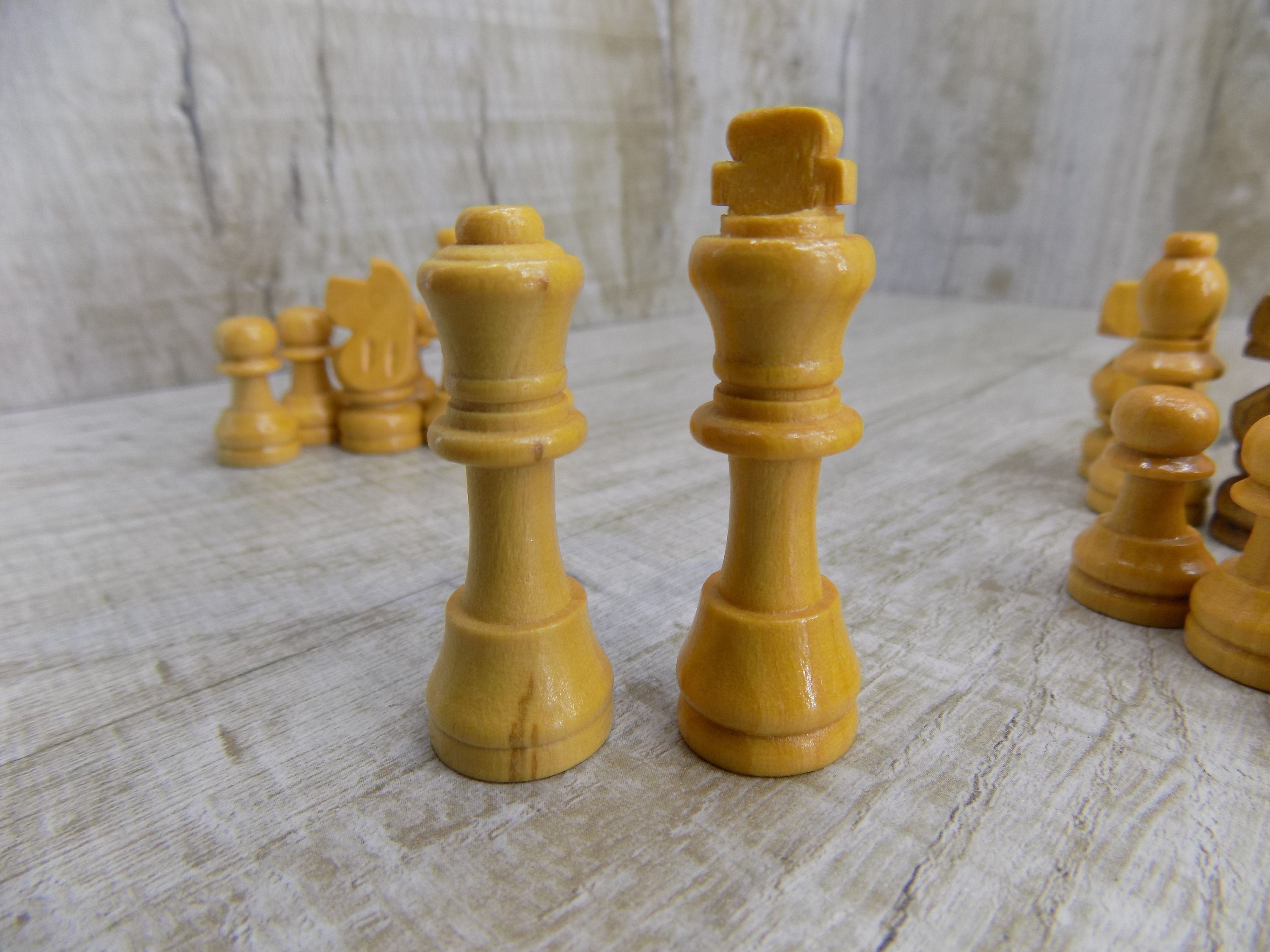 Vintage Chess Figures Mini Chess Figures Wooden Chess Black | Etsy