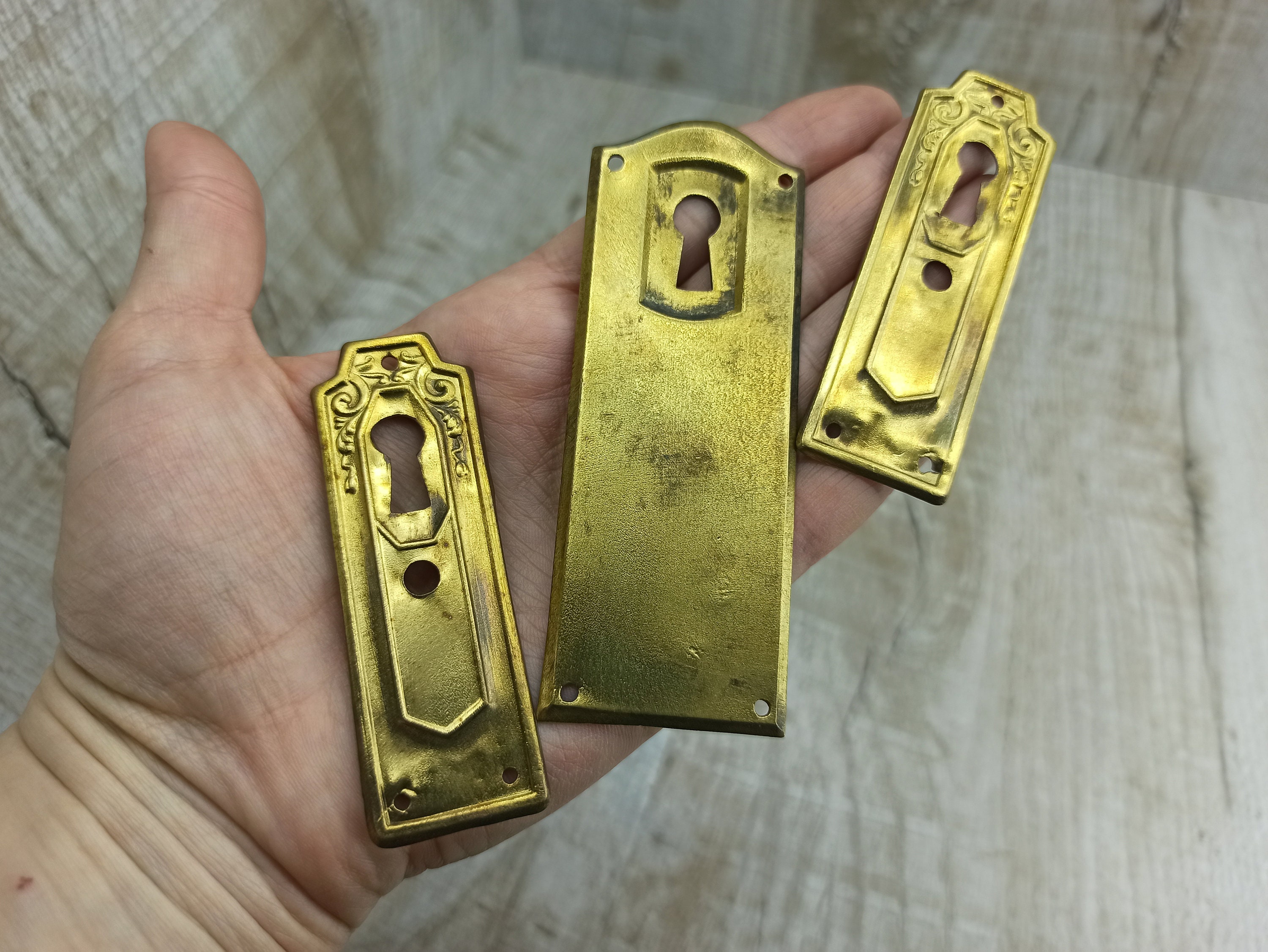 Vintage Keyhole Set Metal Drawer Pulls With Key Hole Bronze | Etsy