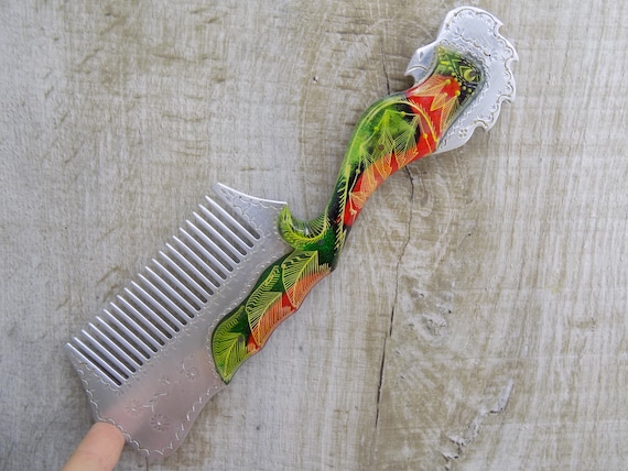 Parrot comb Aluminium green Pocket Comb Metal Comb So… - Gem