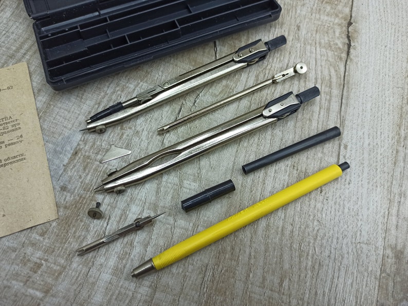 Vintage Architect Set Drawing Set Professional Drafting Tools | Etsy