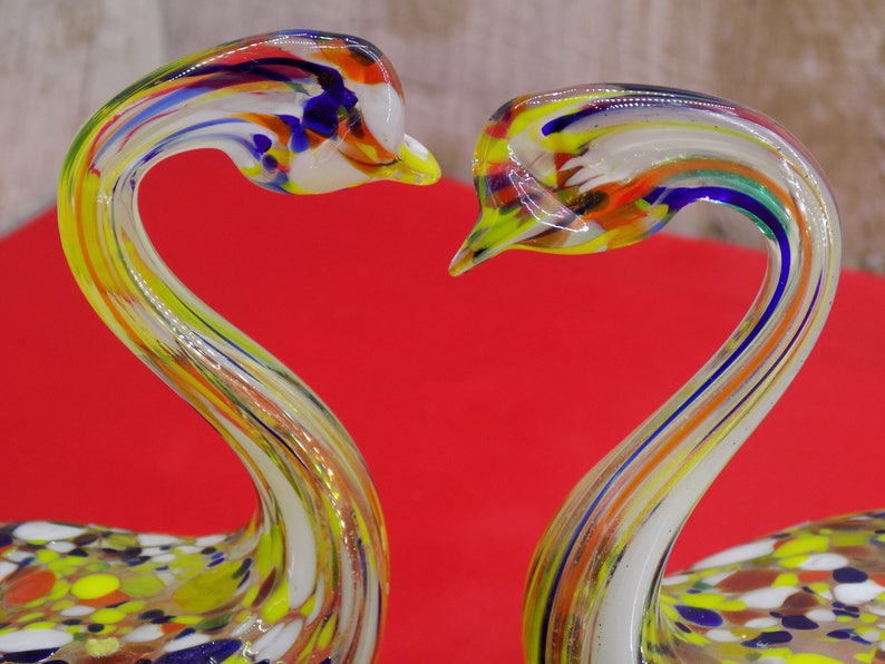 Glass Swans Unique Vintage Glass Big Swans Lviv Glass Factory - Etsy