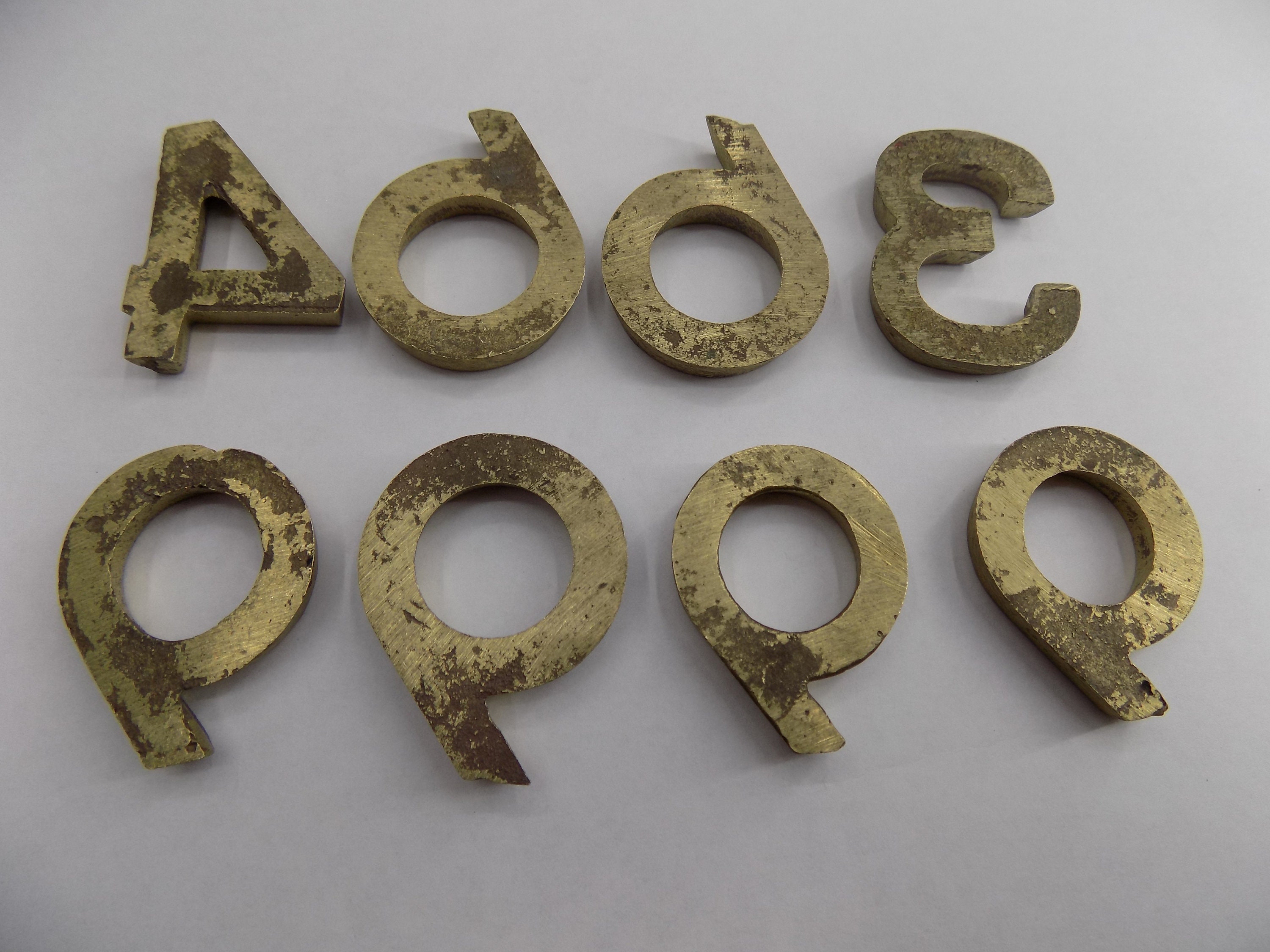 Bronze Numbers 4 6 3 9 Golden initial letter pendant Brass | Etsy