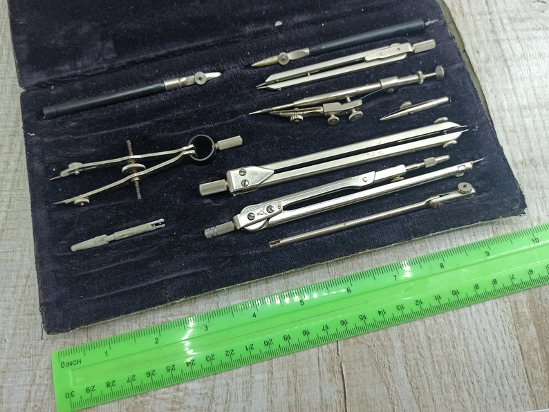 Vintage Architect Set Drawing Set Professional Drafting Tools - Etsy