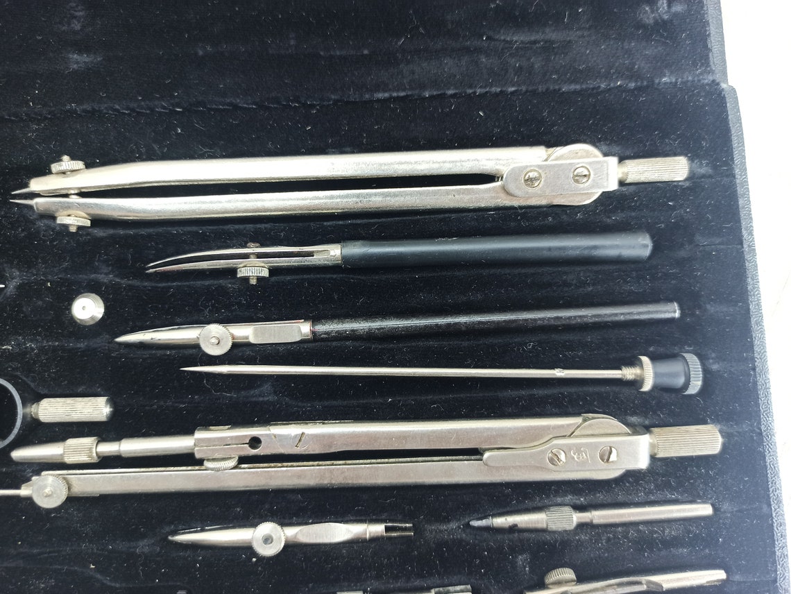 Vintage Architect Set Drawing Set Professional Drafting Tools | Etsy