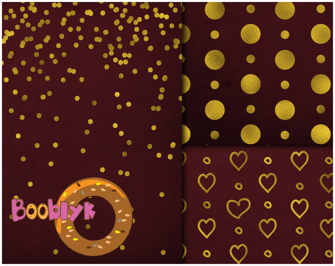 Royal Gold Foil Patterns & Navy Vinous Paper Pack - Set of 12 Digital ...