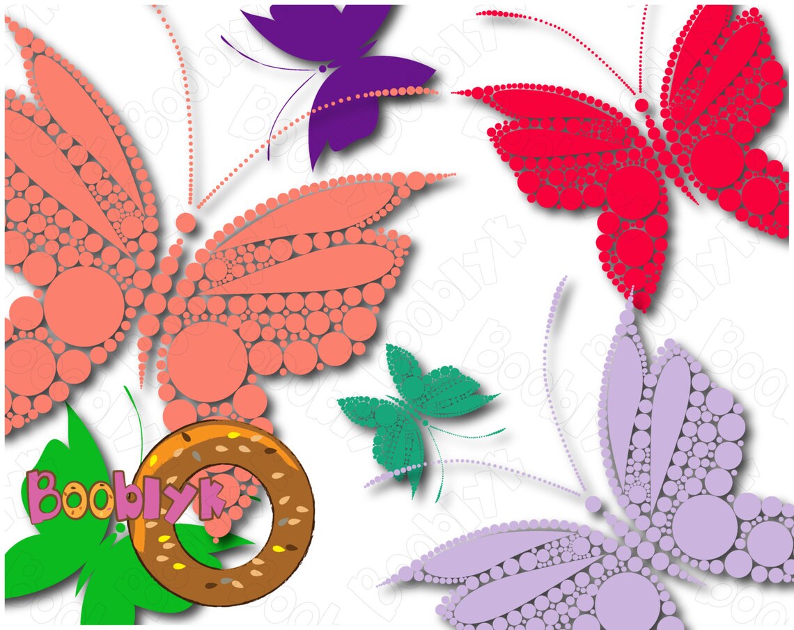 Colorful Butterflies Clip Art for Scrapbooking - 30 Colors - Instant ...