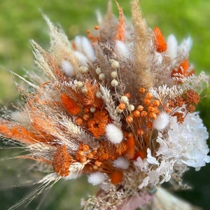 Peach Fuzz Flower Bouquet Wedding Dry Flowers Boho Bride Bouquet ...