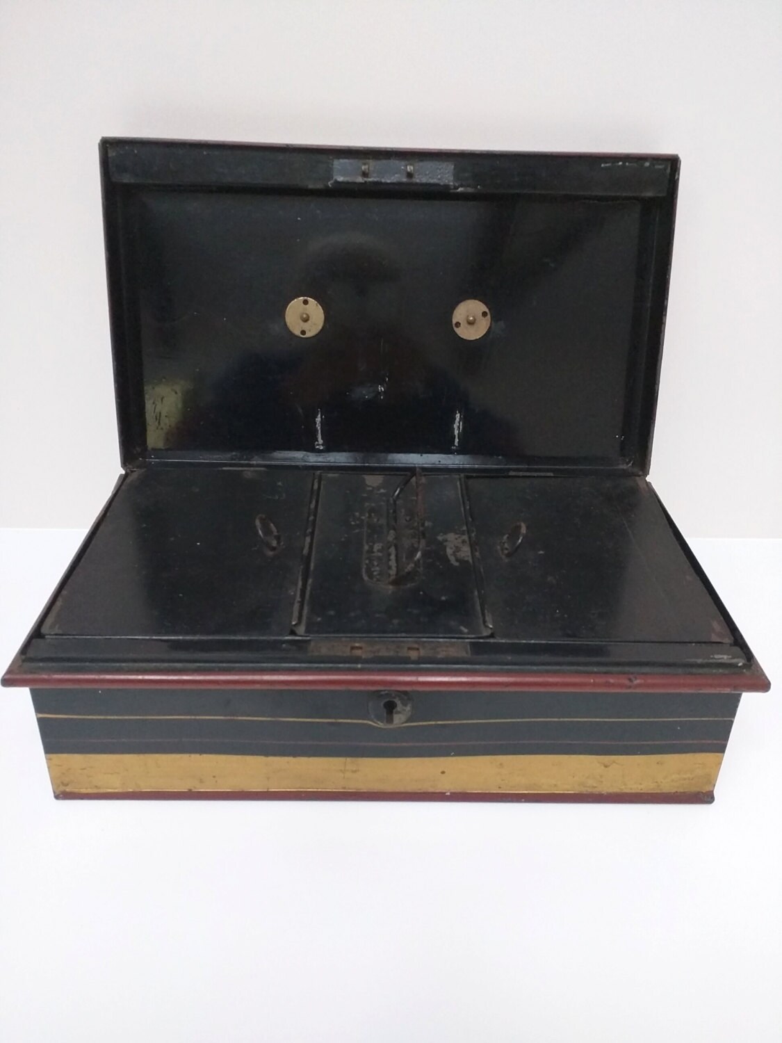 Large Vintage Cash Box With Removable Inner Tray With Three - Etsy