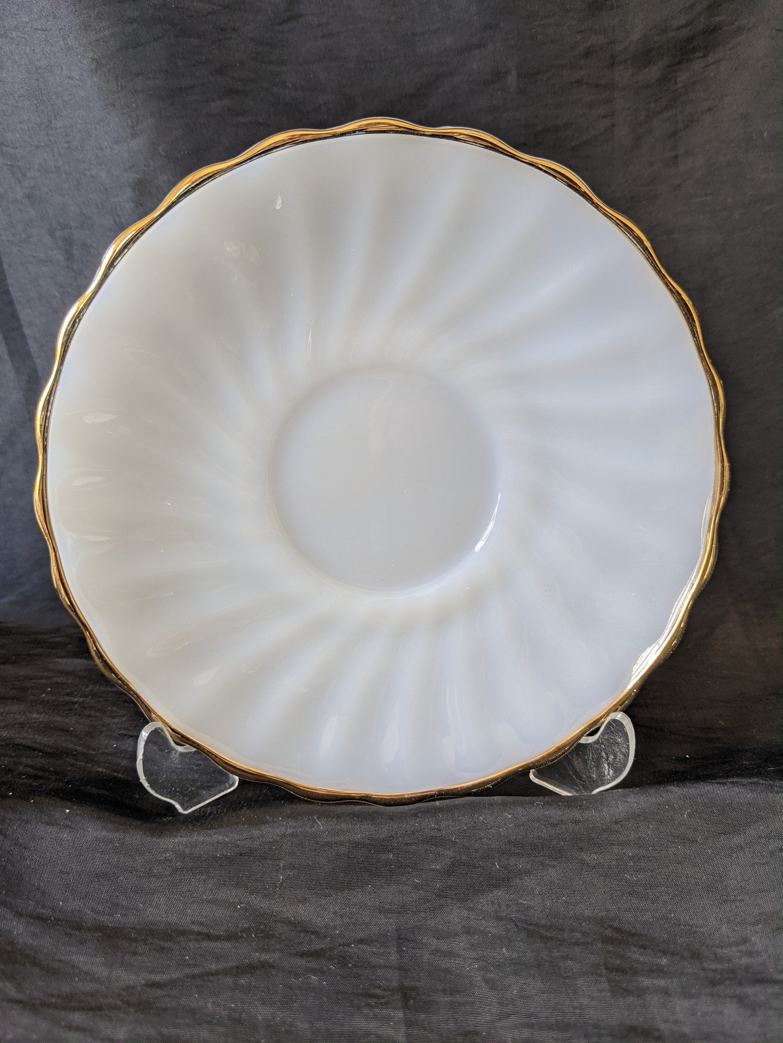 Anchor Hocking Milk Glass Cup and Saucer, White With Gold Rim, Golden ...