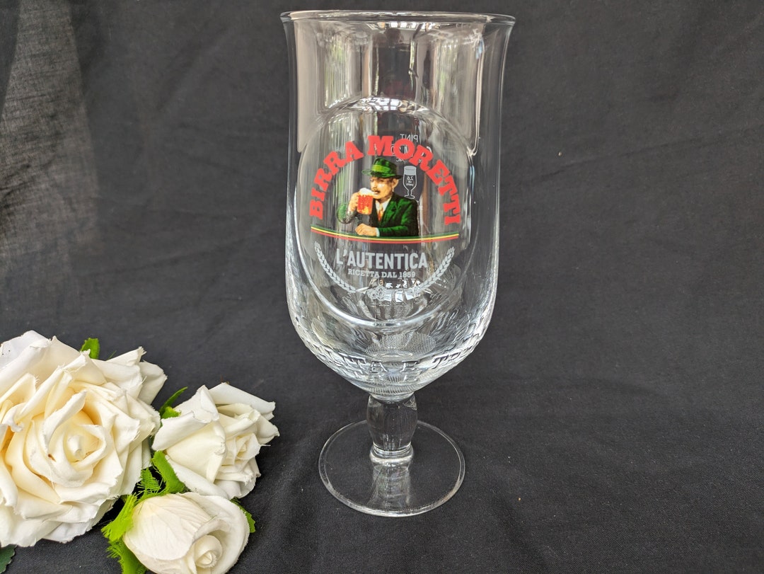 Birra Moretti Beer Glass, Footed Pint Glass, Advertising Glass, Home ...