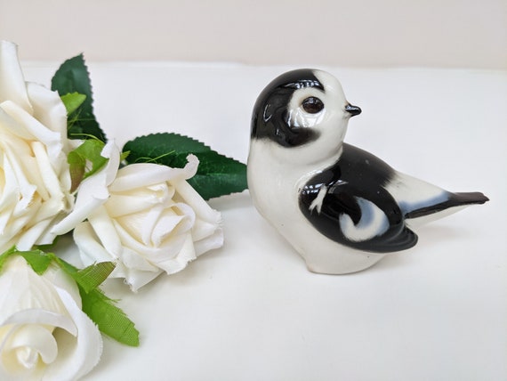 Vintage USSR Bird Lomonosov Black & White Bird Figurine | Etsy