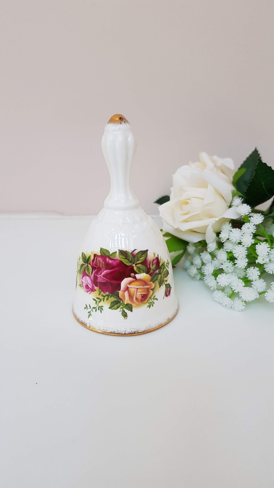 Vintage Royal Albert Hand Bell, Old Country Roses, China Dinner Bell ...