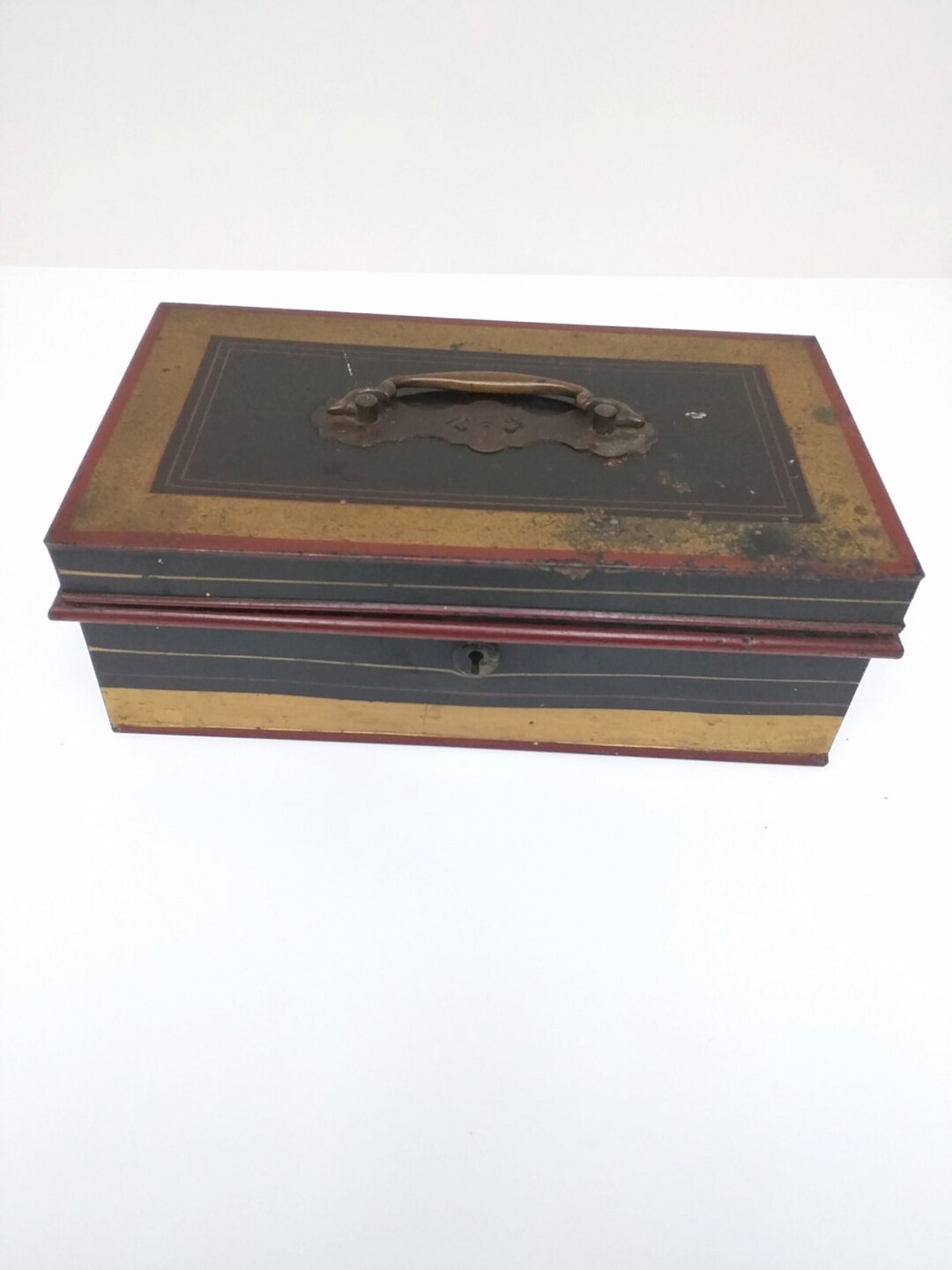 Large Vintage Cash Box With Removable Inner Tray With Three ...