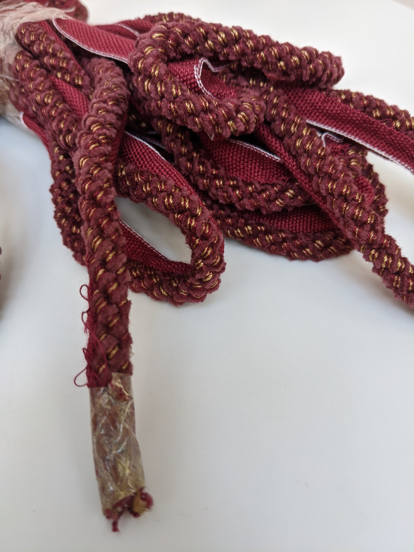Vintage Burgundy Red Gold Piping Trim Braided Cord Piping - Etsy Norway