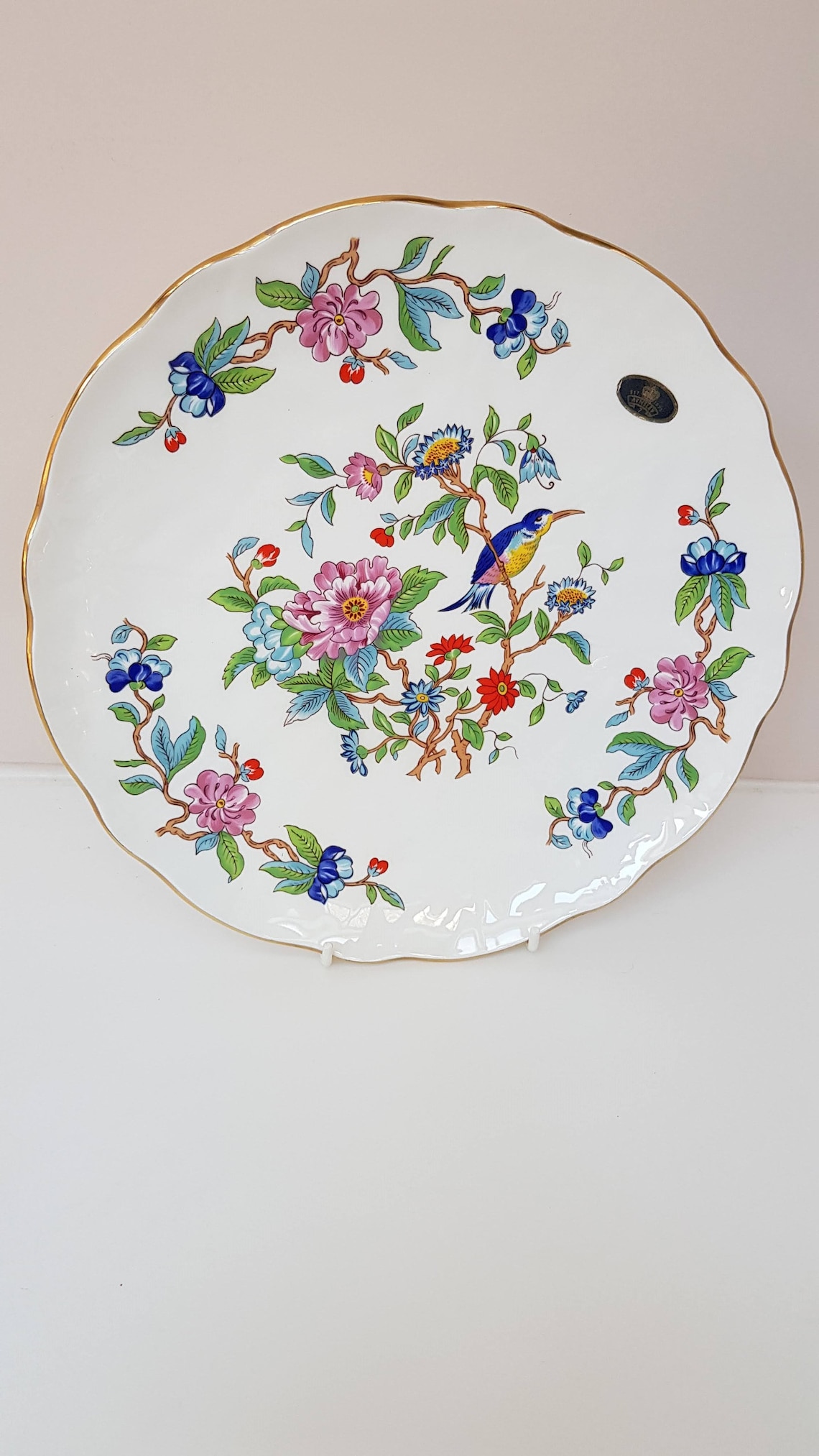Aynsley Cake Plate Pembroke Pattern Birds and Flowers Large | Etsy