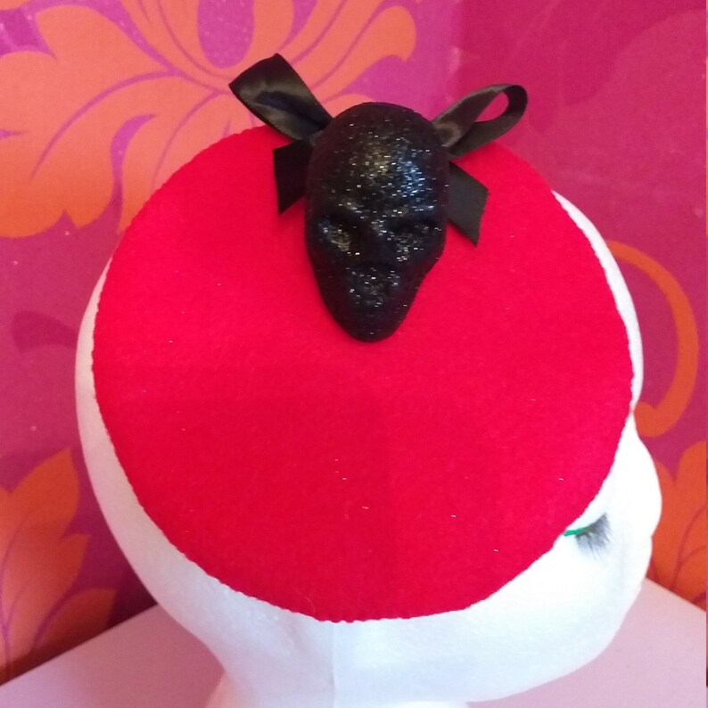 Red Mini Beret Fascinator With Skull - Etsy