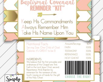 LDS Baptism Kit Kat Candy Wrapper Card, Digital Printable, Navy and ...