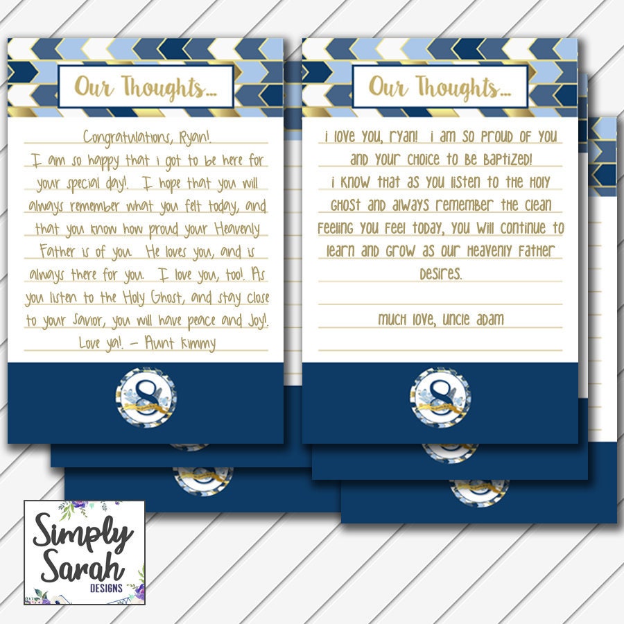 LDS Baptism Testimony Card, 4x6 Card, Digital Printable, Navy and Gold ...