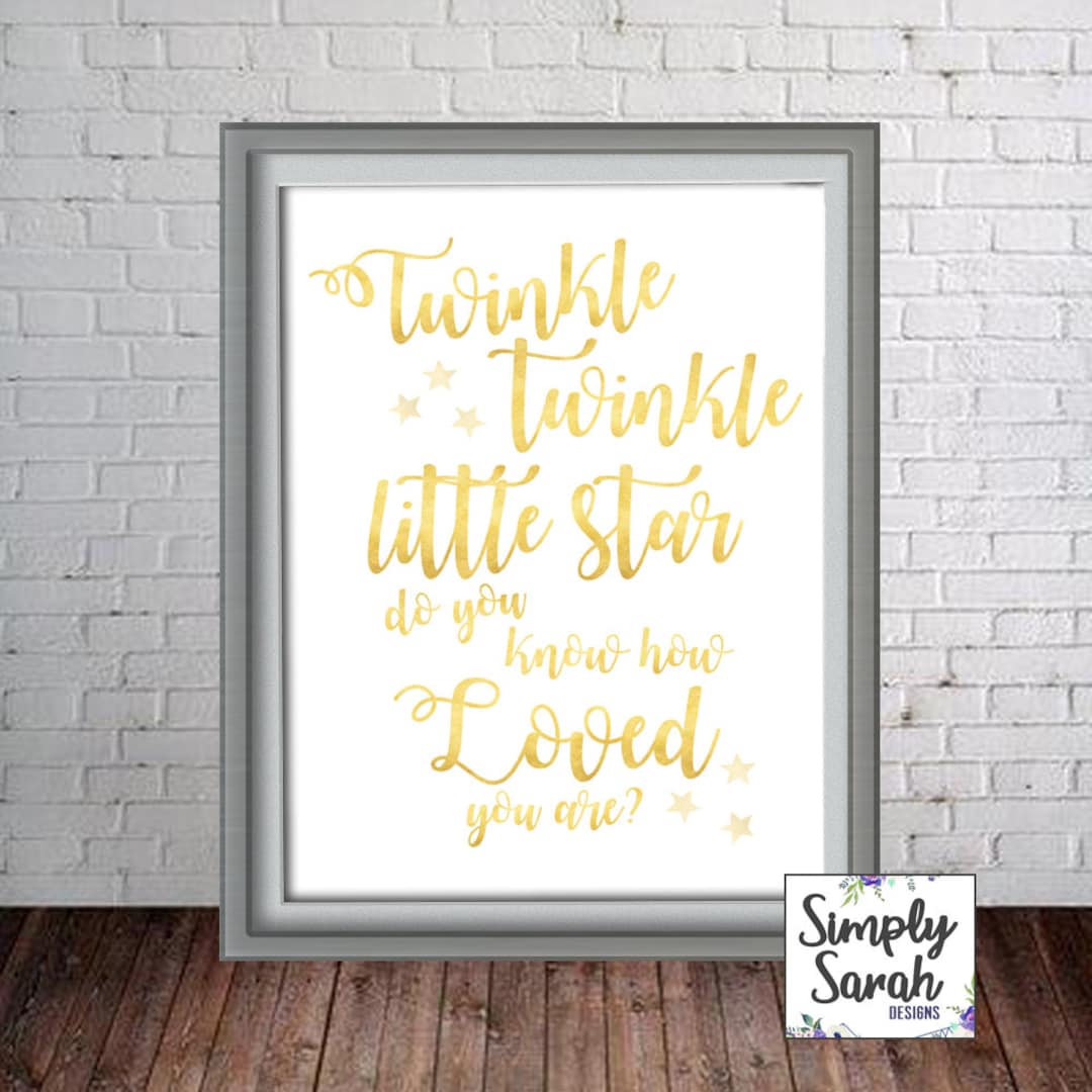 Home Decor - Nursery Print - Twinkle Twinkle Little Star Word Art ...