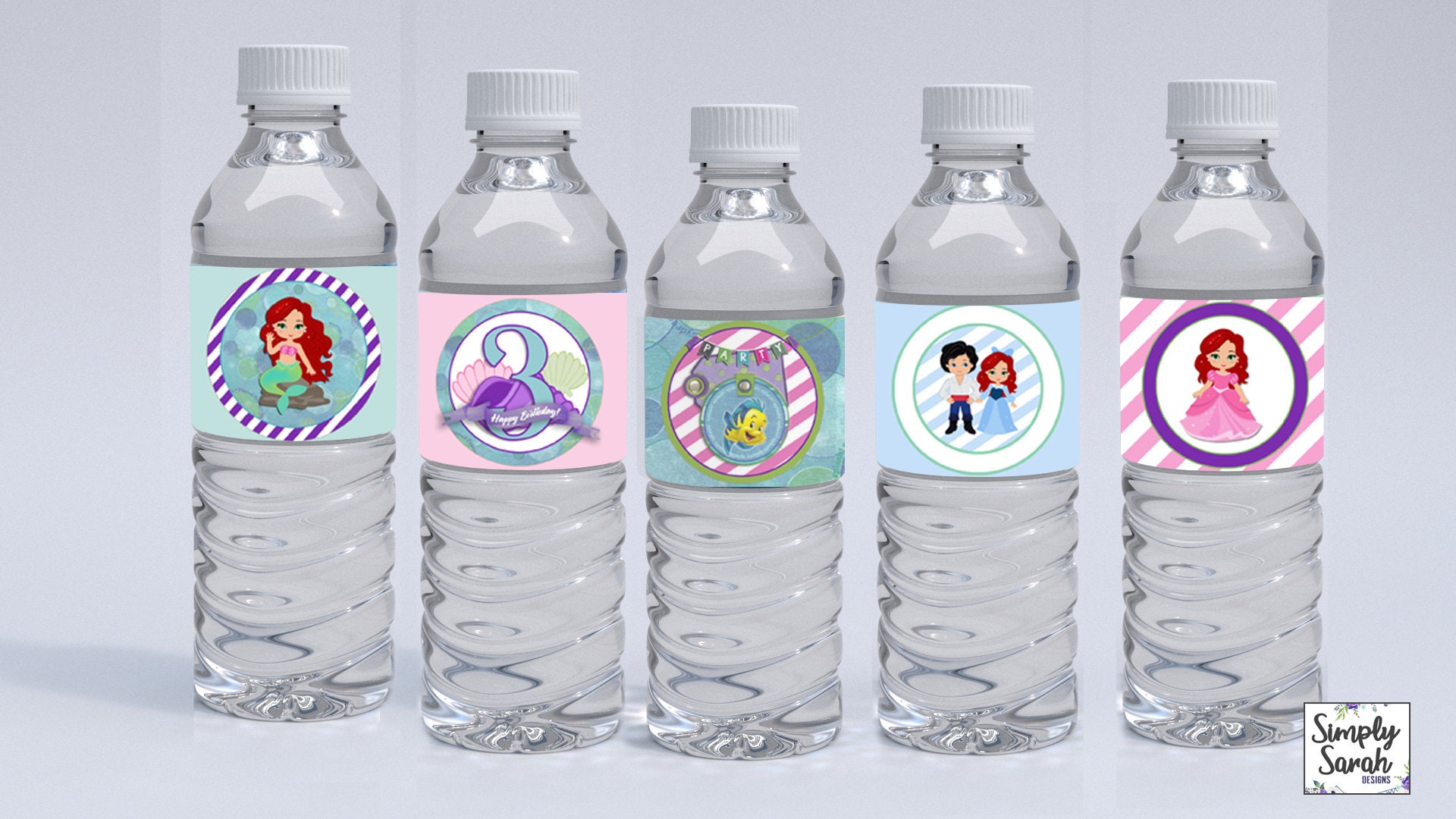 Ariel Little Mermaid Birthday Party Water Bottle Labels. Food Labels ...