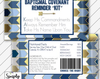 LDS Baptism Kit Kat Candy Wrapper Card, Digital Printable, Red and Blue ...