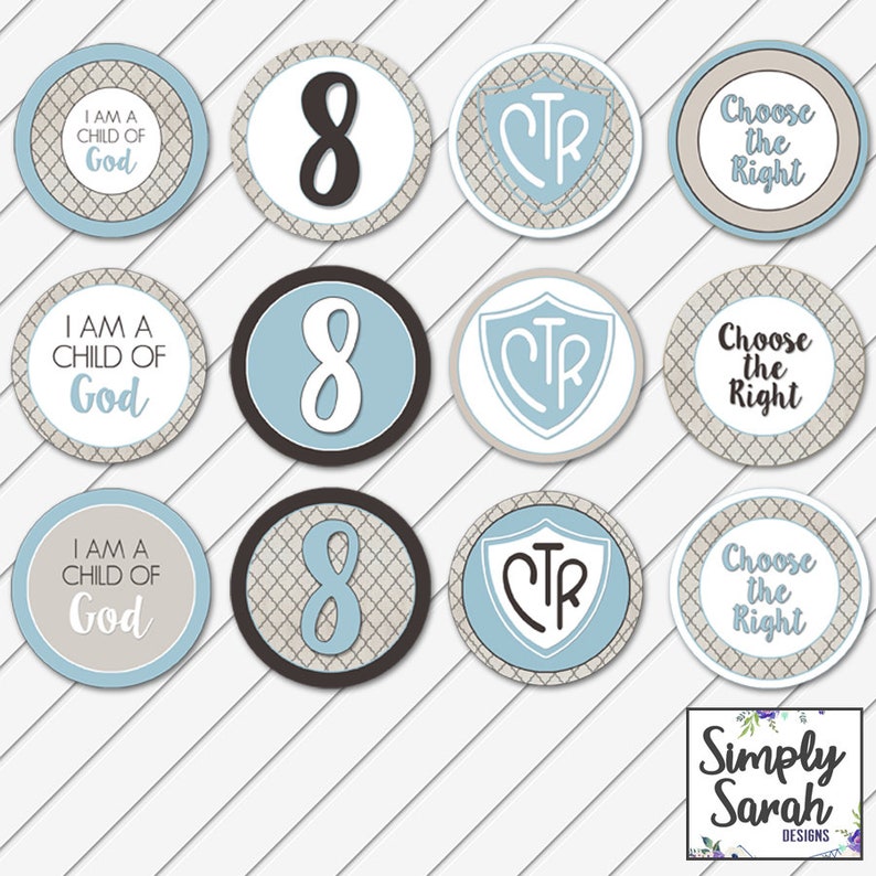 LDS Baptism Party Cupcake Toppers, Food Labels, Decorations, Digital ...