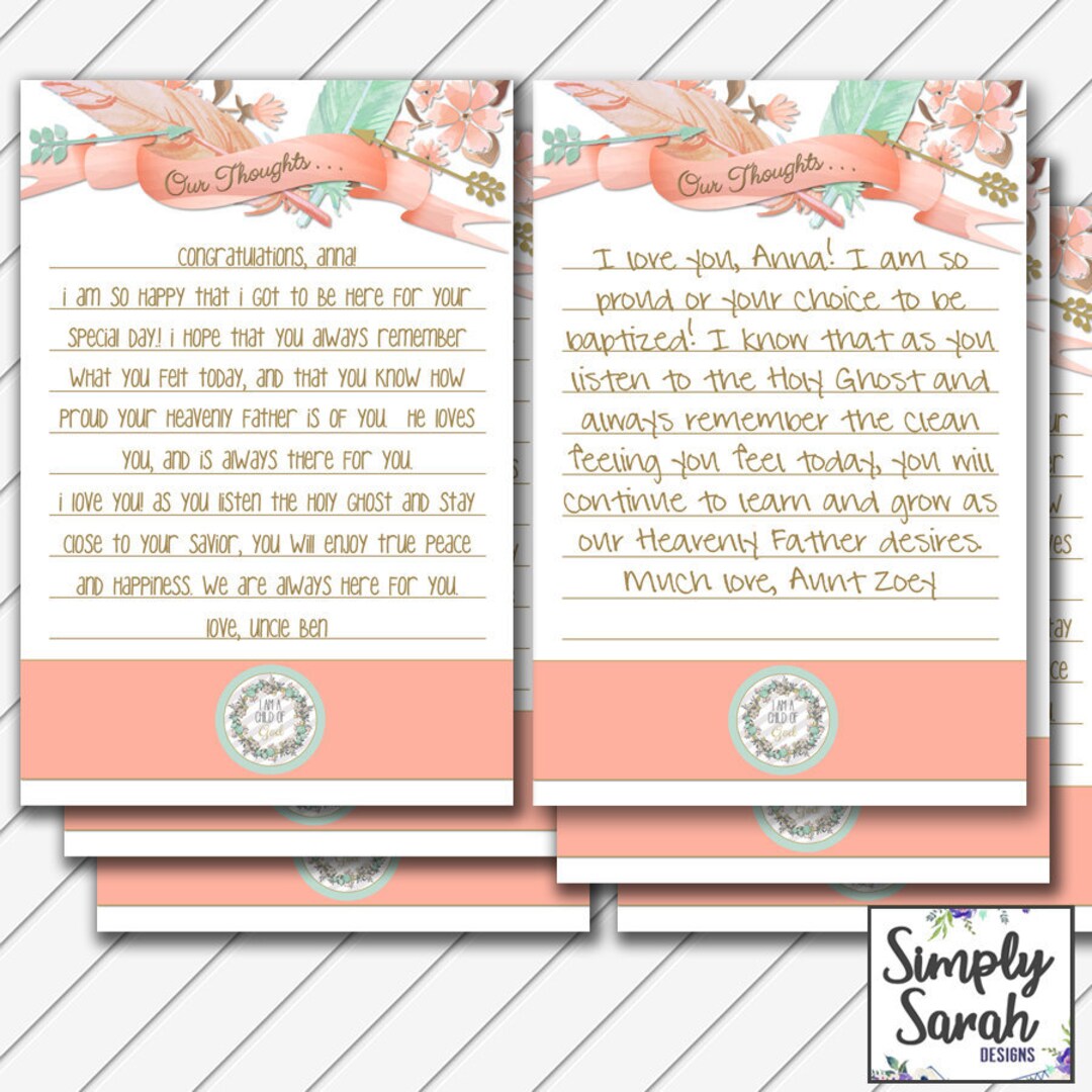 LDS Baptism Testimony Card, 4x6 Card, Digital Printable, Blush and Gold ...