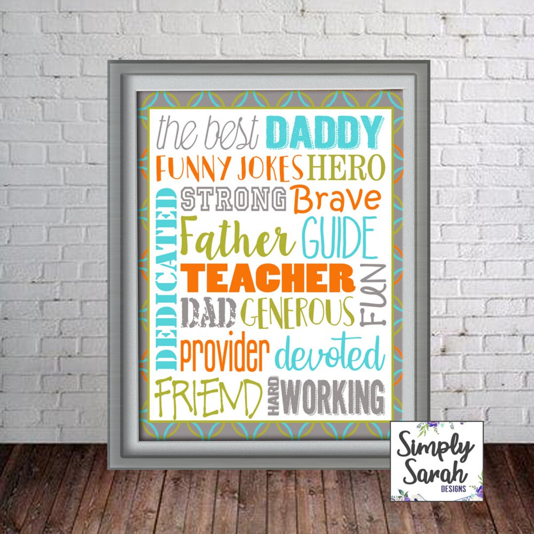Father's Day Subway Word Art Wall Art Print 8x10 Seasonal Holiday Print ...