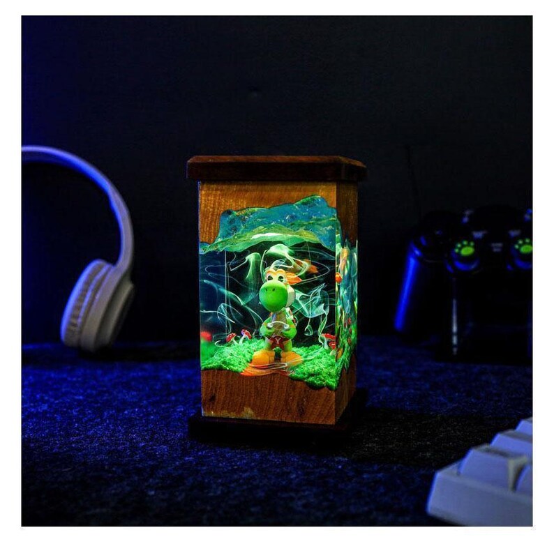 Custom Su.per Ma.ri.o Inspired Night Lamp, Yo.shi Lamp Kids Desk, Kids ...